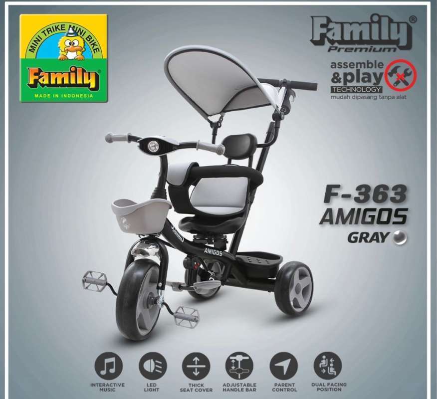 Promo Sepeda Anak Roda Tiga Family Amigos F-363 - Abu Diskon 20% di ...