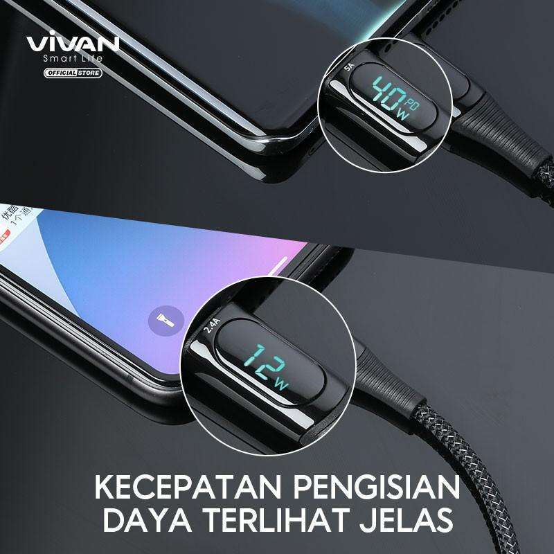 Jual Vivan Kabel Data 100cm Usb To Type C 40w / Usb To Lightning 12w Vi ...
