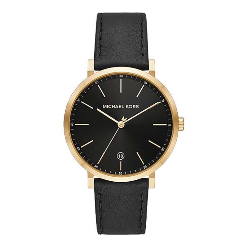 Jual Michael Kors Slim Runway MK8737 Men Black Dial Black Leather Strap ...