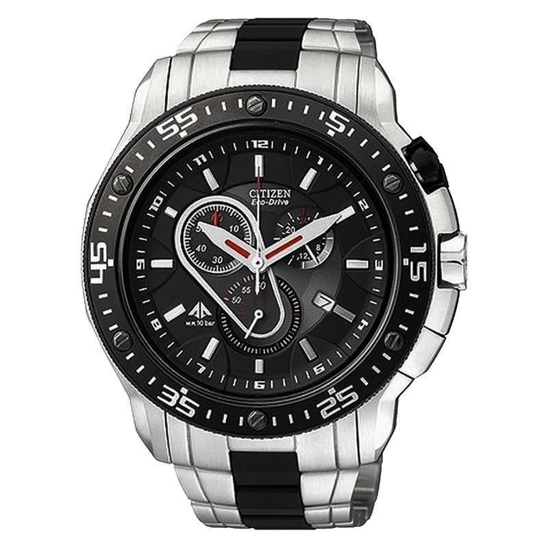 Promo Citizen Promaster AT0700-53E Eco-Drive Chronograph Black Dial ...