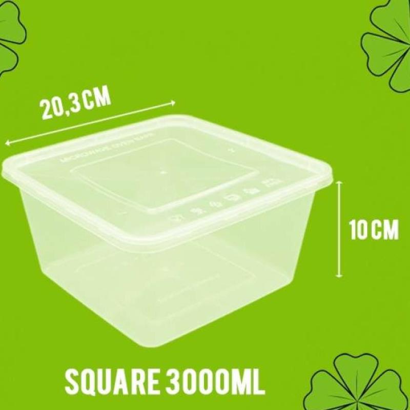Jual Thinwall Square 3000 Ml Kotak Makan Persegi Food Container