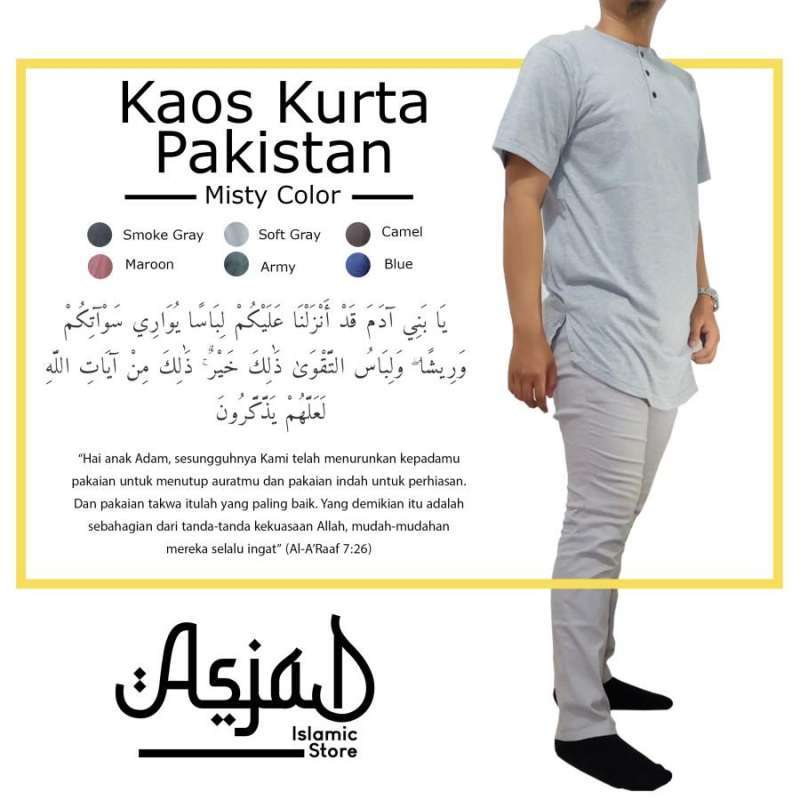 Jual Kaos Polos / Baju Muslim Kurta Pakistan Abu Muda Misty di Seller Asjad Islamic Store ...