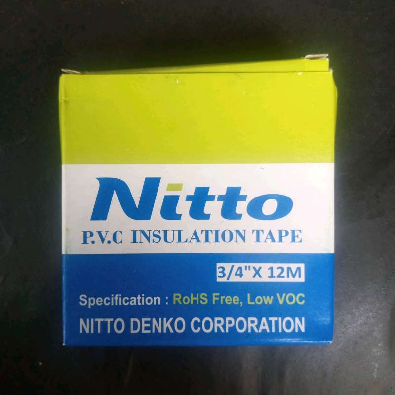 Jual Isolasi Isolatif Nitto 3/4inch x 12m Hitam PVC Tape di Seller New ...