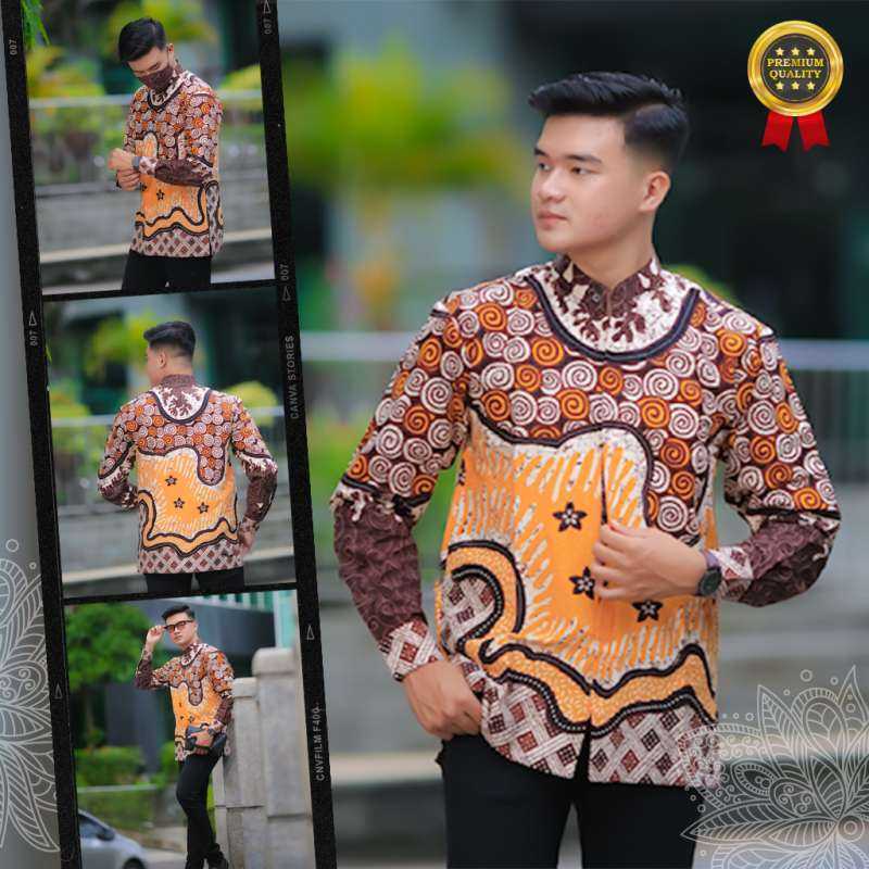 Promo Kemeja Batik Pria Lengan Panjang Model Kerah Koko Baju Batik ...