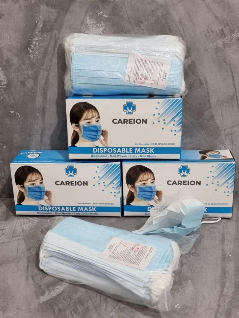 Jual MASKER 3PLY EARLOOP BIRU CAREION ISI 50 PCS PERBOX di Seller ...