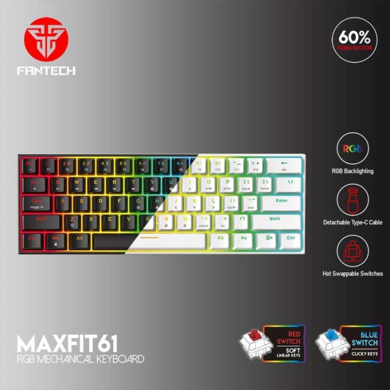 Jual Fantech MAXFIT61 MK857 60% Keyboard Gaming Mechanical RGB - Hitam ...