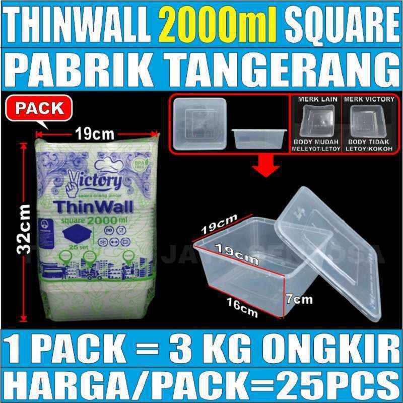 Promo Thinwall Sq 2000ml Square Per Pack Food Container Box Tempat