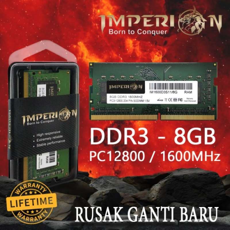 Promo Ram Imperion Ddr3 8gb 1600 Mhz Pc12800 Ram Laptop Sodimm Garansi Resmi Diskon 10% Di ...