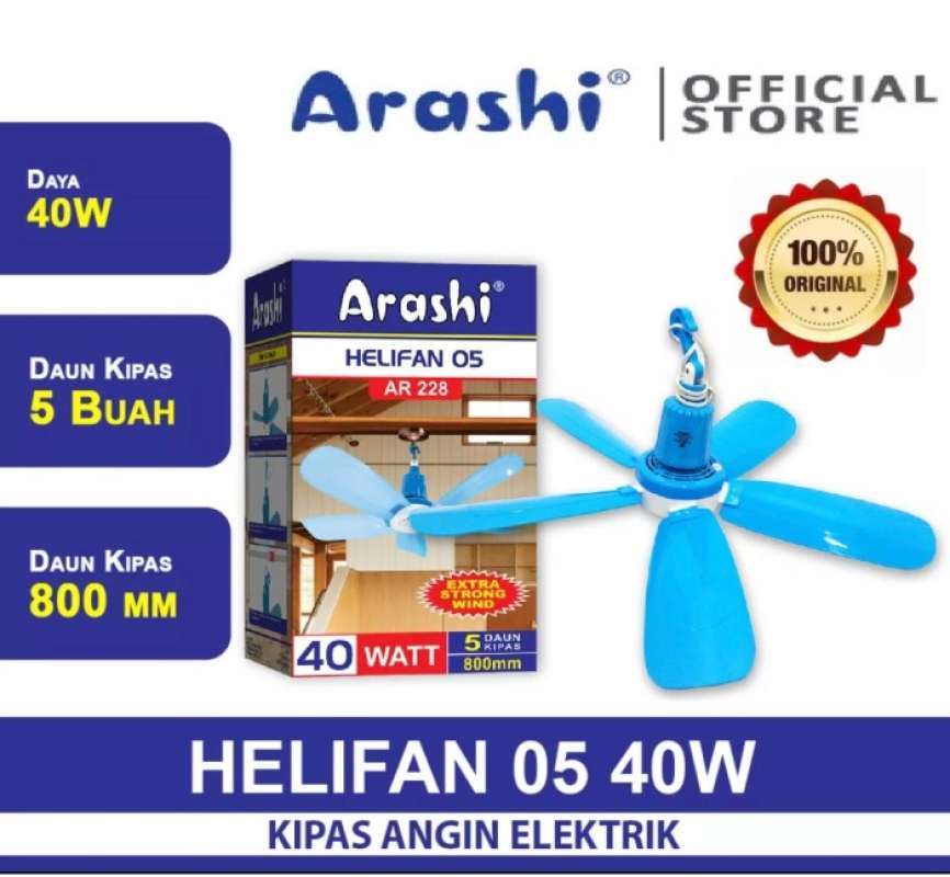 Jual Arashi Helifan 40W Kipas Angin Gantung 40 Watt 5 Baling - Kipas ...