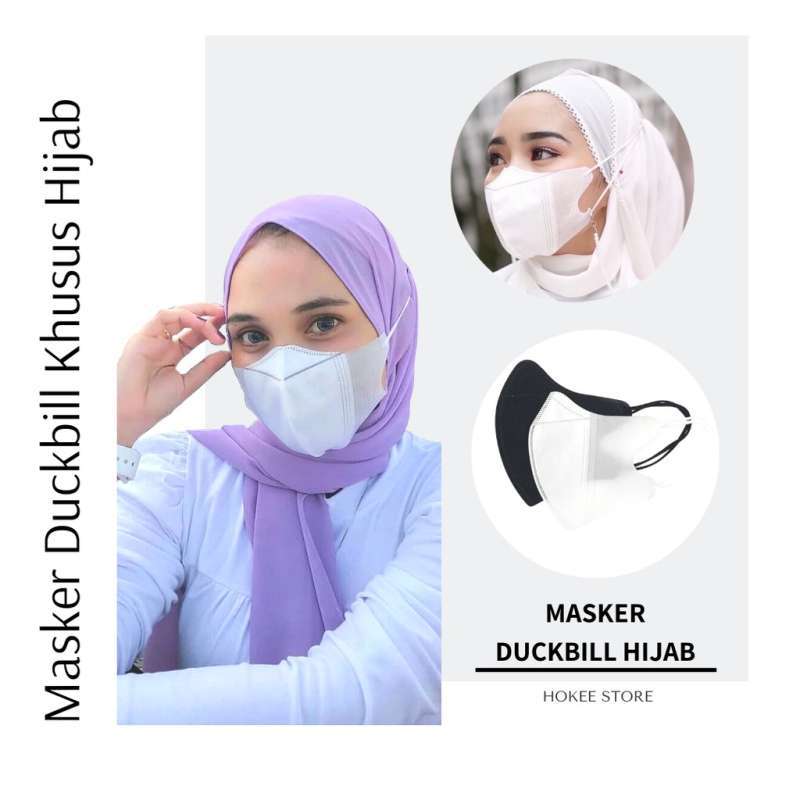 Jual masker duckbill hijab/masker duckbill headloop isi 50 ada garis ...