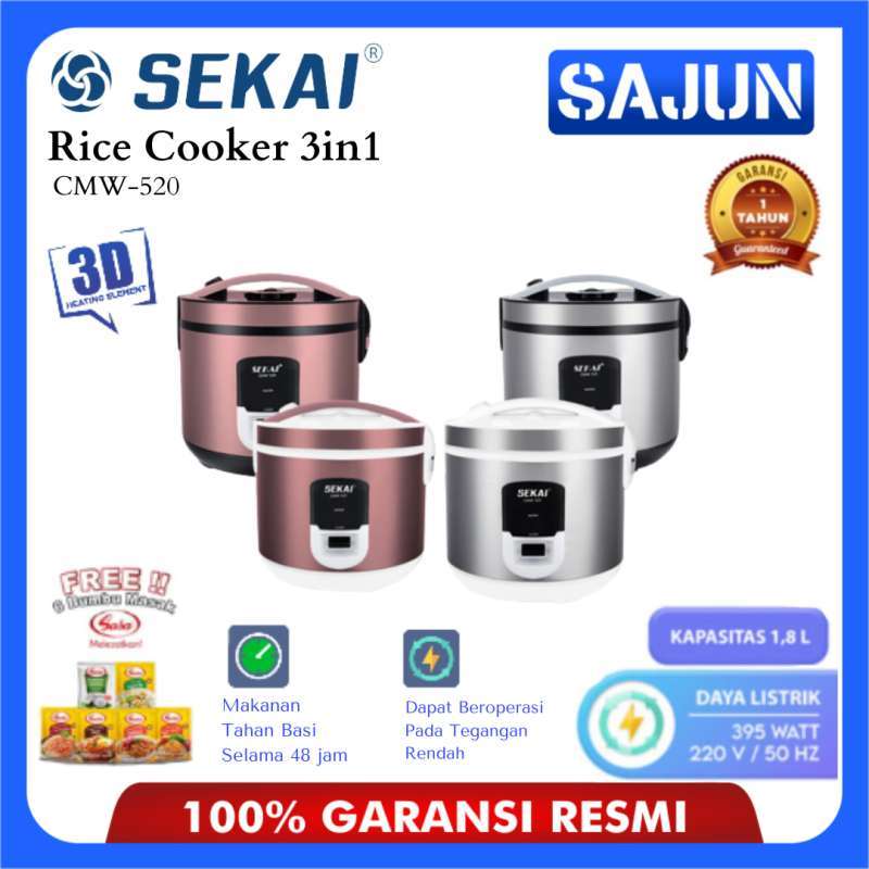 Promo SEKAI Rice Cooker CMW 520 3in1 Penanak Nasi CMW520 Stainless 1,8 ...