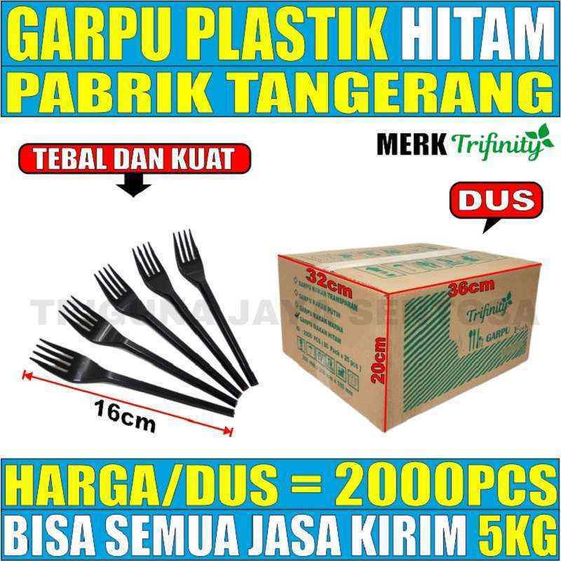 Promo Garpu Makan Hitam Plastik Per Dus Kuat Panjang Murah Trifinity ...