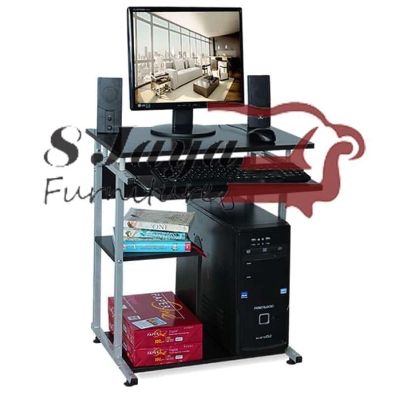 Jual Meja Komputer Minimalis Huga 904 Walnut Rak Laptop Rangka Besi ...