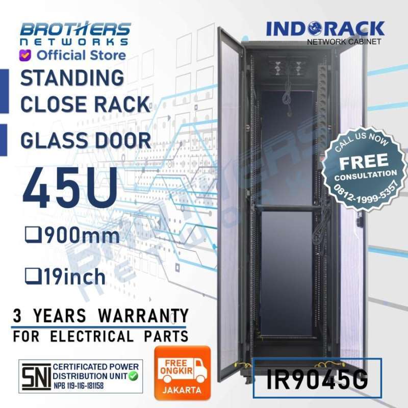 Jual Close Rack Indorack Ir9045g - Rak Server 45u 900mm 19 Inch Glass ...