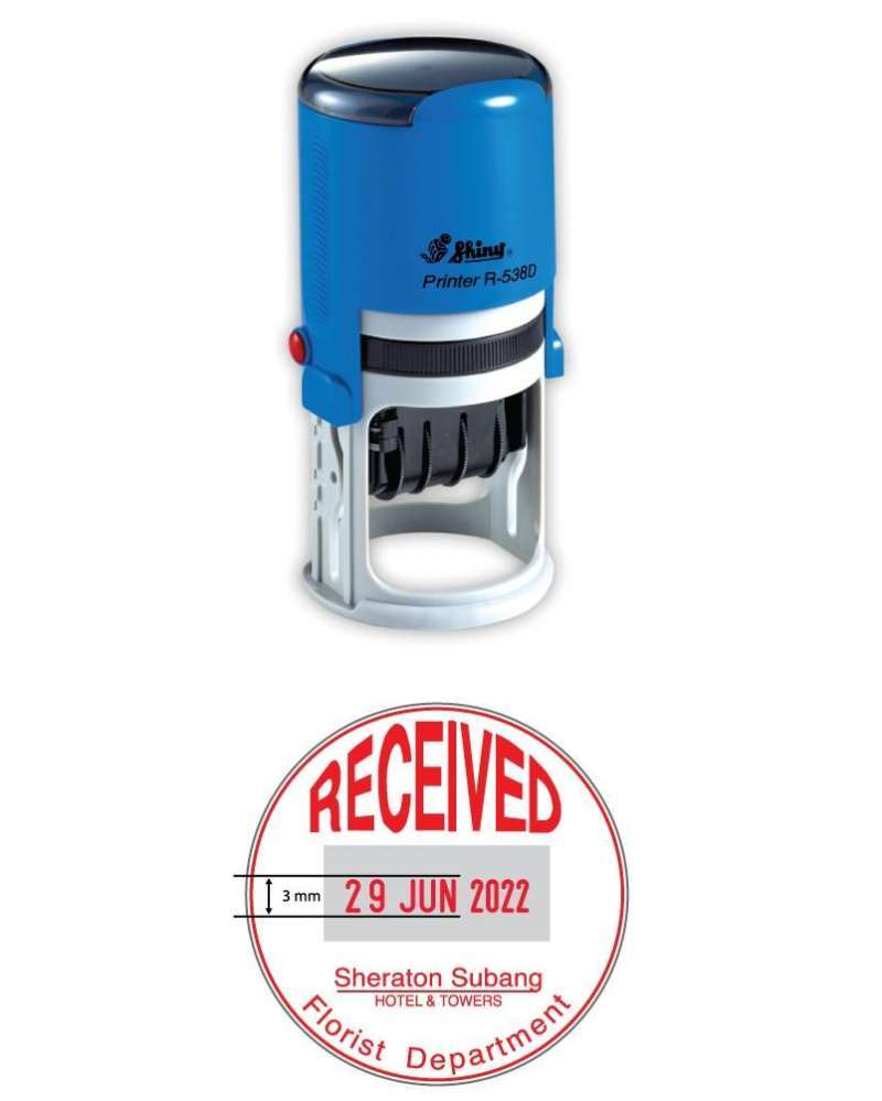 Jual Stempel Shiny R538D Tanggal Otomatis Custom Text / Dater Otomatis ...