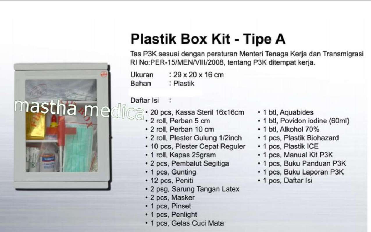 Promo Kotak P3k+isi Lengkap Dinding Tembok Plastik Box Kit Tipe A 4life ...