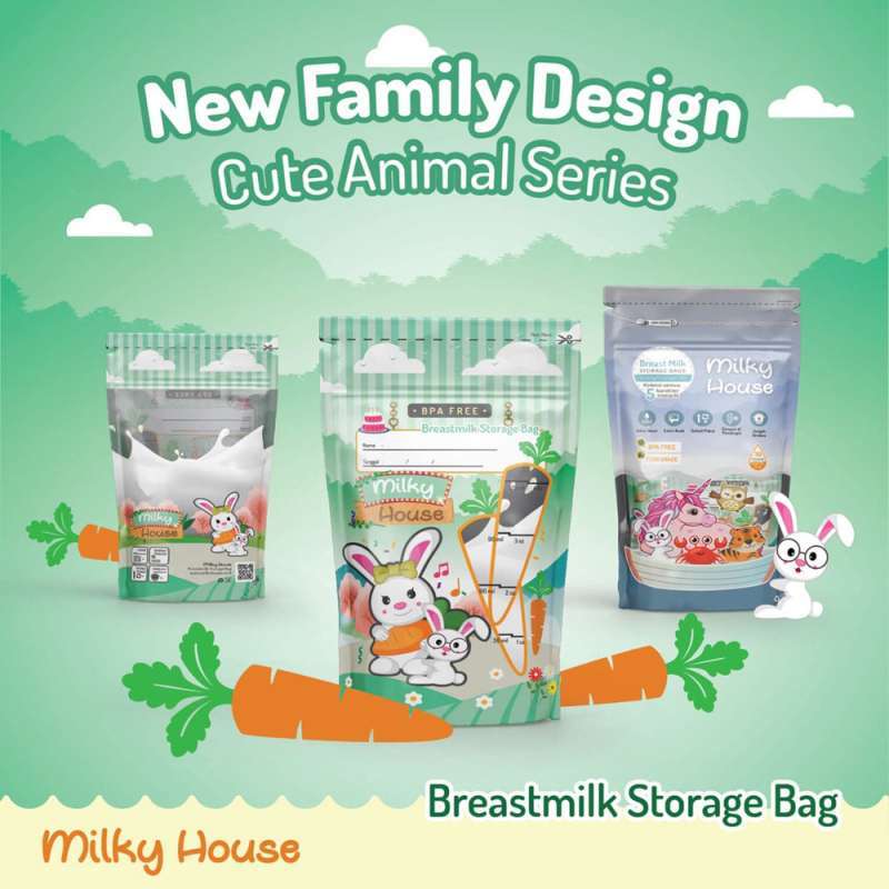 Jual Milky House Breastmilk Storage Bag 120 Ml Kantong Asi Isi 30 Pcs - Green Rabbit Di Seller ...