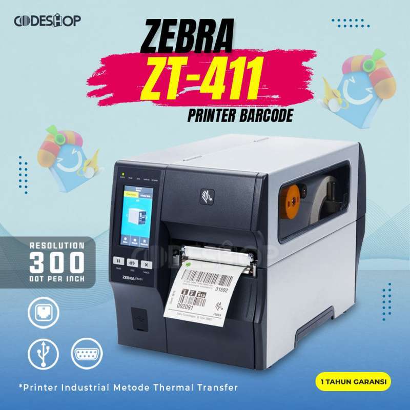 Jual Zebra ZT 411 Printer Barcode Cetak Label Skala Besar 300 dpi USB di Seller CODESHOP ...