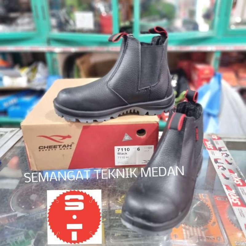 Jual 7110h Sepatu Safety Semi Boot Polos Industrial Hitam Cheetah 7110 ...
