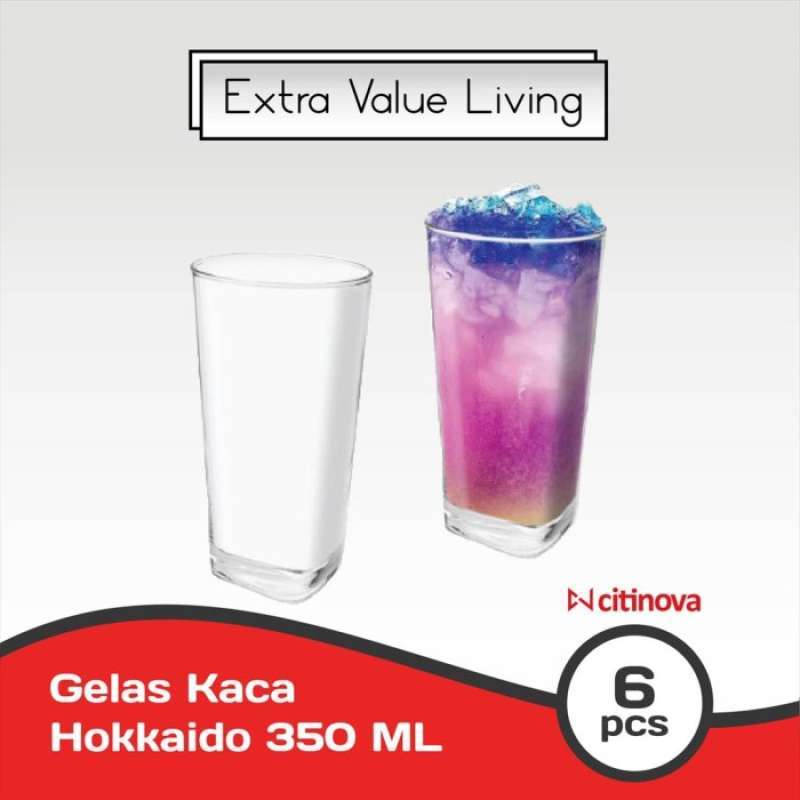 Jual Citinova Gelas Kaca Set 6 Pcs 350 Ml Hokkaido Gelas Minum Kotak di ...
