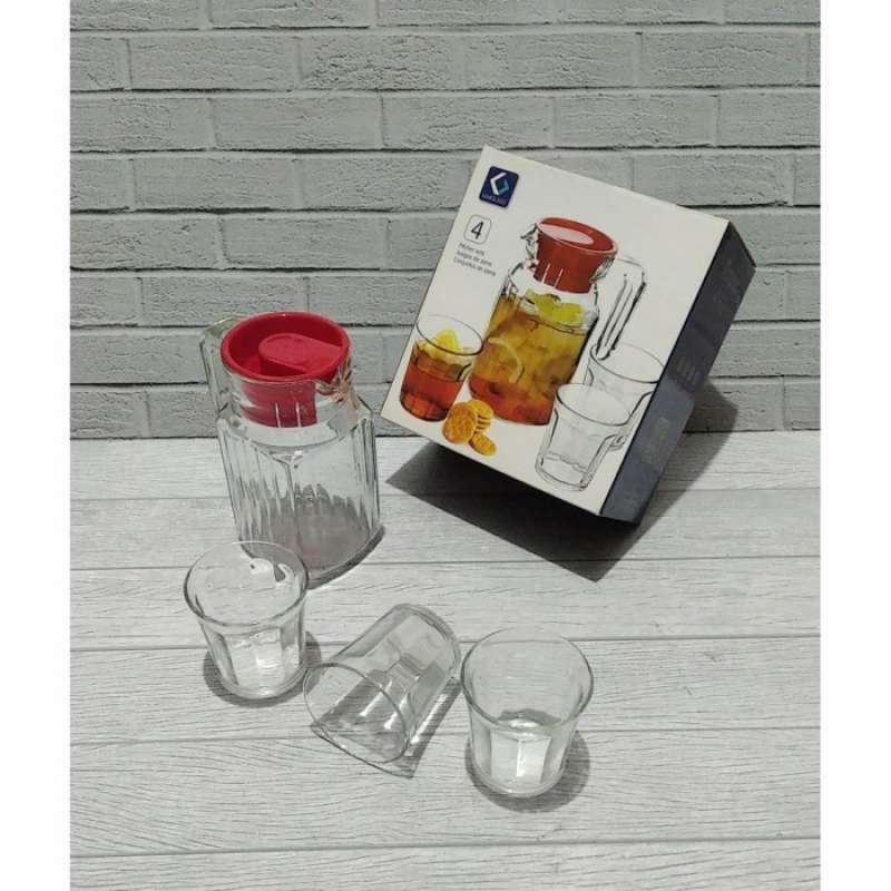 Promo BEST PROMO PITCHER SET TEKO & 3 PCS GELAS BELING GELAS KACA GELAS ...