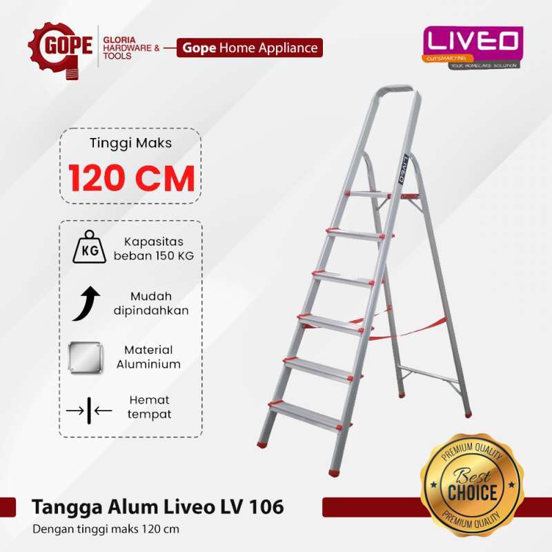Jual TANGGA LIPAT HOUSEHOLD 6 STEP LADDER LIVEO LV 106 di Seller Gope ...