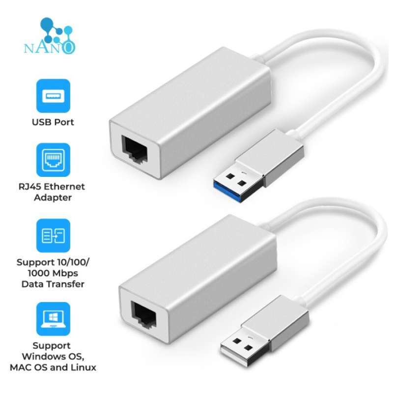Promo Usb 3.0 /2.0 To Ethernet Rj45 Converter Usb To Lan Gigabit ...