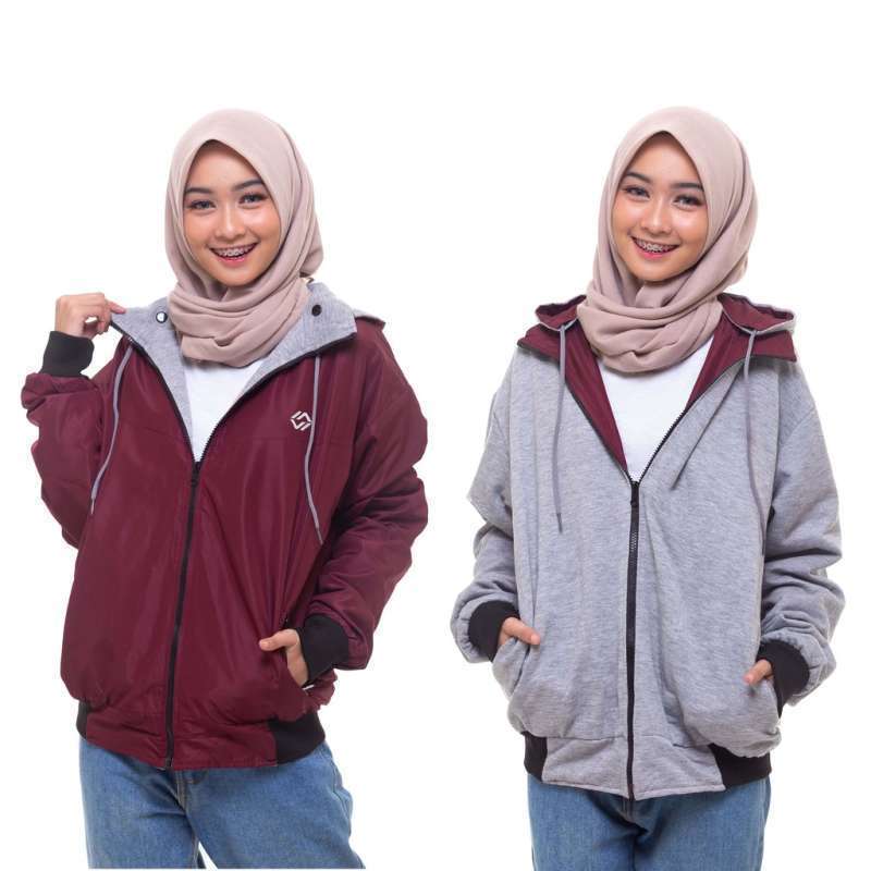 Jual JAKET HOODIE WANITA BOLAK BALIK PARASUT JAKET YUKI HEYLOOK ORIGINAL - Jaket Motor terbaru ...
