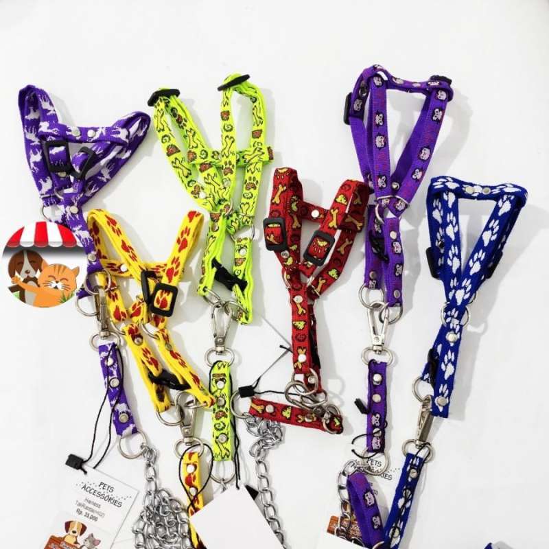 Jual Tali Tuntun Harness Rantai Anjing Kucing Leash Harness Motif di ...