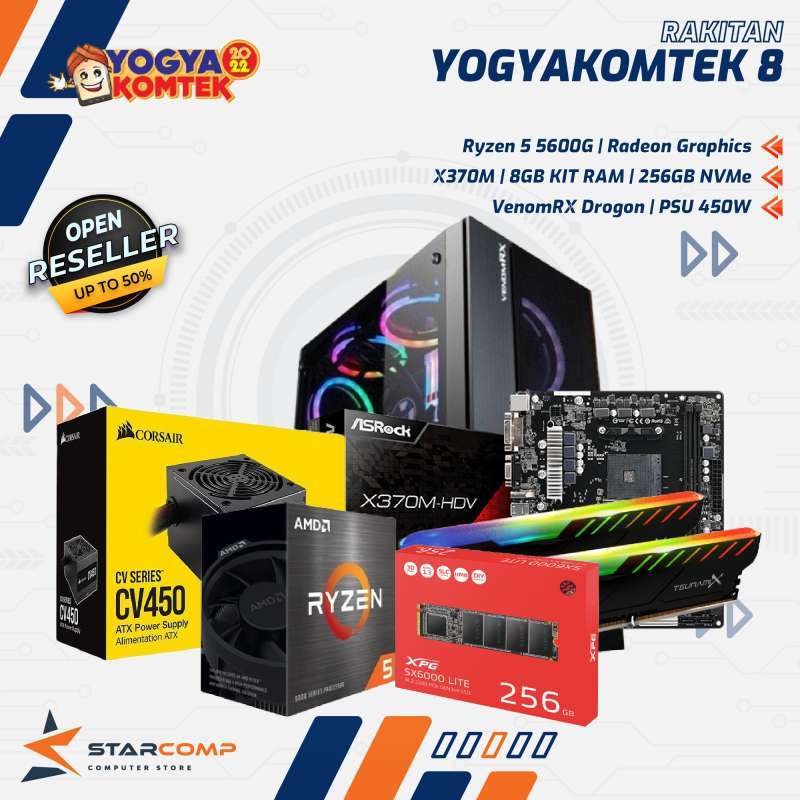 Jual PC RAKITAN AMD RYZEN 5 5600G X370M 8GB RAM RGB 256GB NVME PAKET di ...