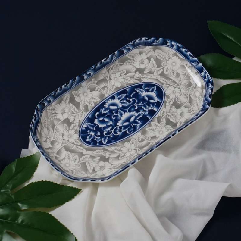 Jual Piring Keramik Rectangle Dinner Plate - Asian Blue Di Seller Honey ...