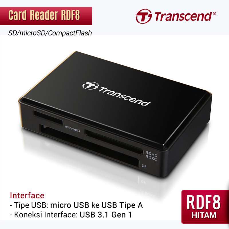 Promo Transcend Card Reader RDF8 Kartu Memori SD, microSD, Compact ...