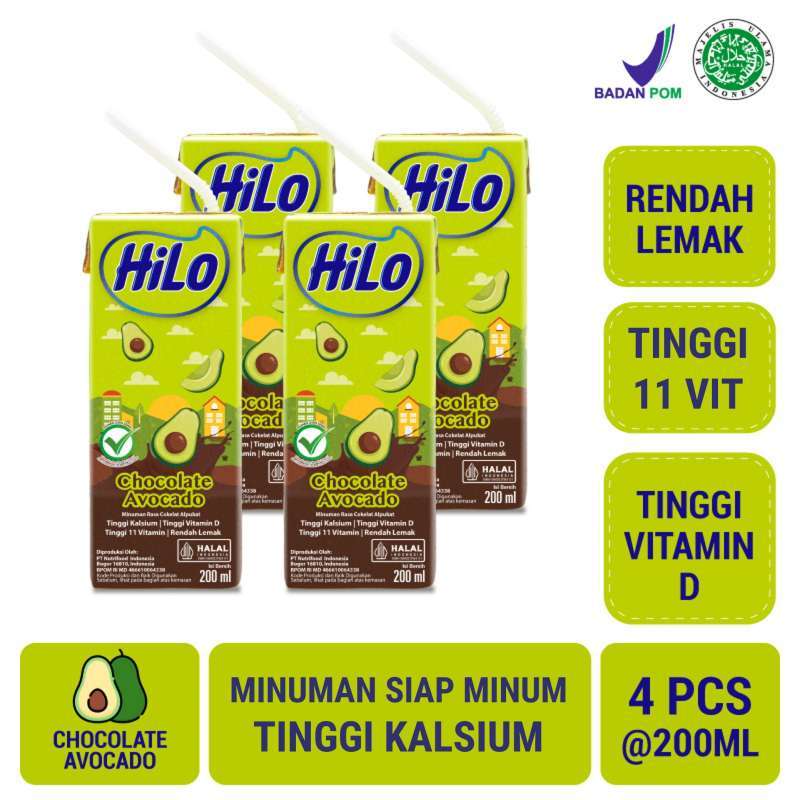 Promo Hilo Chocolate Avocado Ready To Drink 200ml (4 Tetrapack) - Susu ...
