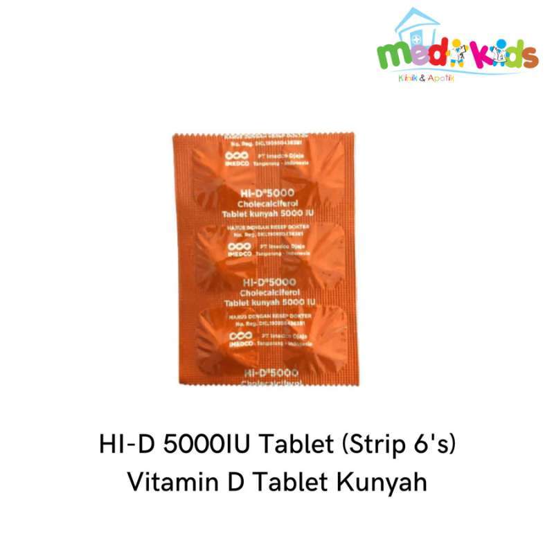 Jual Hi D Hi-d 5000 Chewable Tablet Kunyah Vitamin D Per Strip ( 6 ...