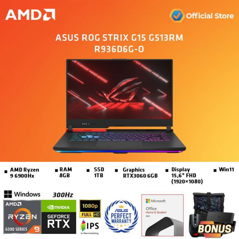 Jual Asus Rog Strix G15 G513rm |ryzen 9 6900hx 16gb 1tbssd Rtx3060 6gb ...