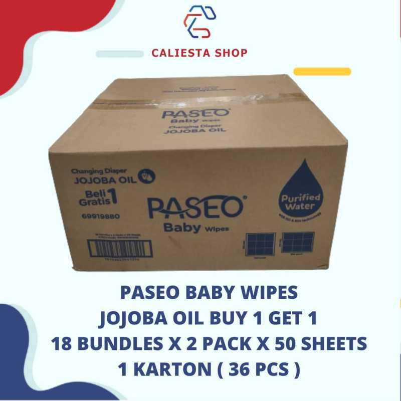 Jual Paseo Tissue Basah Baby Wipes Jojoba Oil 1 Karton (18 x 2 x 50 ...