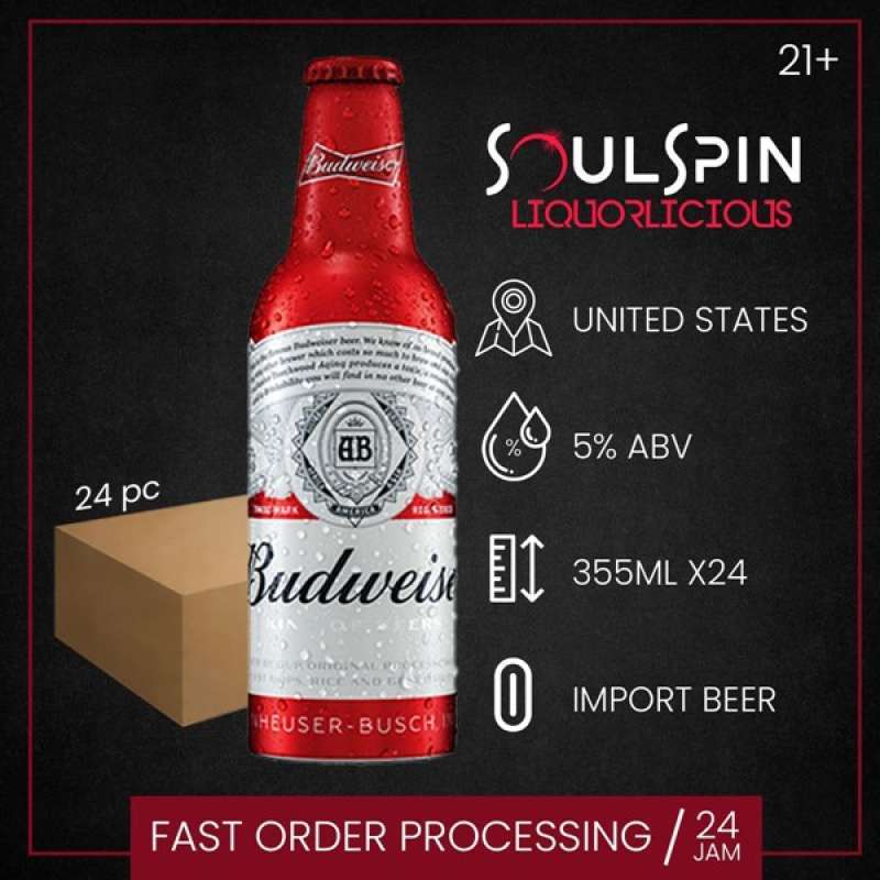 Jual Budweiser Aluminium 355ml [ dus isi 24 botol ] di Seller Beer Bros ...
