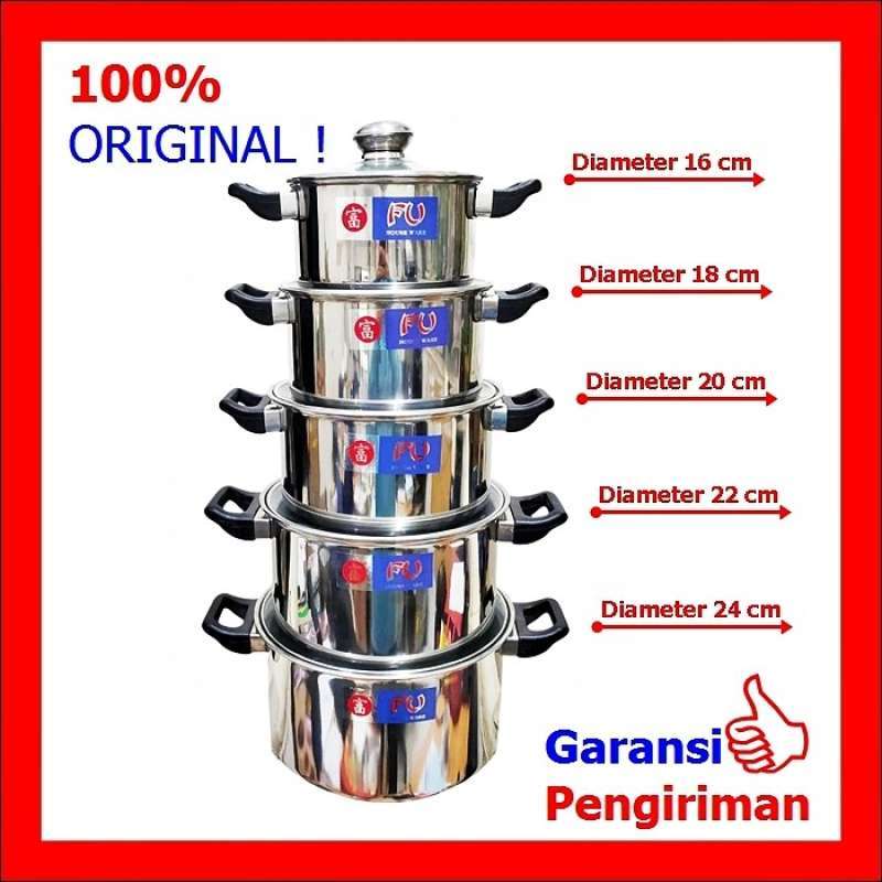 Jual TERJAMIN Panci Set Panci Stockpot Stainless 5 Set Kualitas Tebal ...