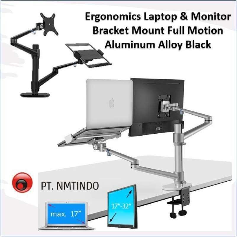 Jual Ergonomics Laptop & Monitor Bracket Mount Full Motion Aluminum ...