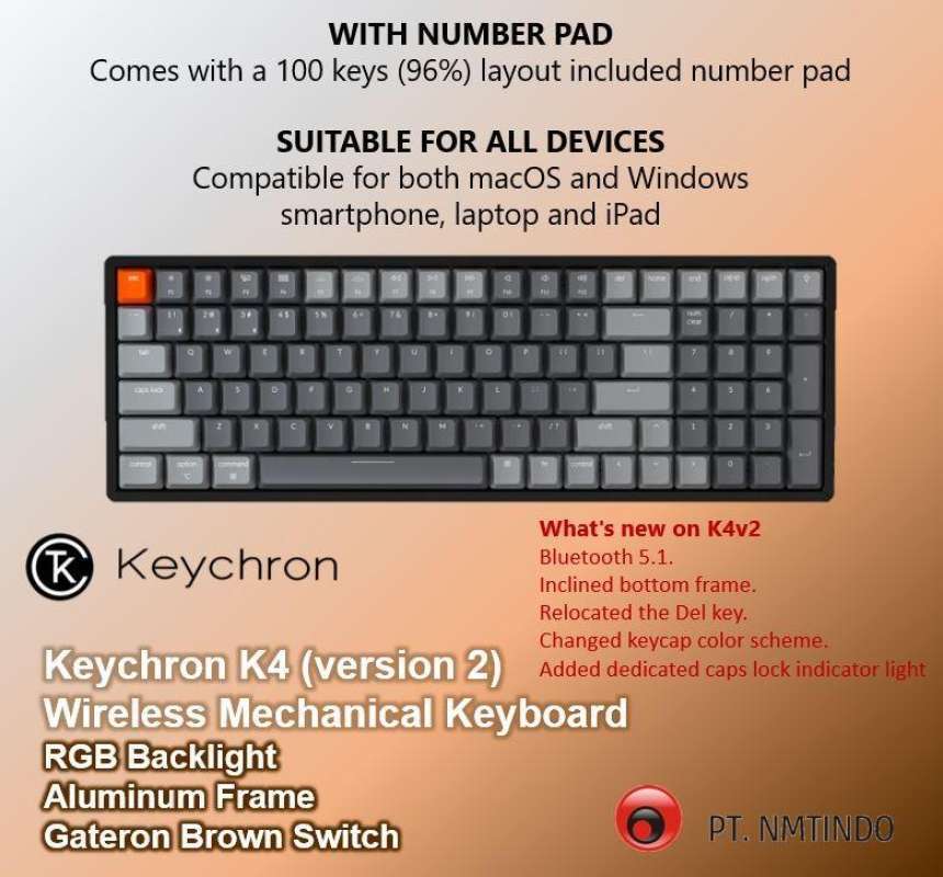 Jual Keychron K4 version 2 RGB Backlight ALUMINUM Frame Brown Switch di ...