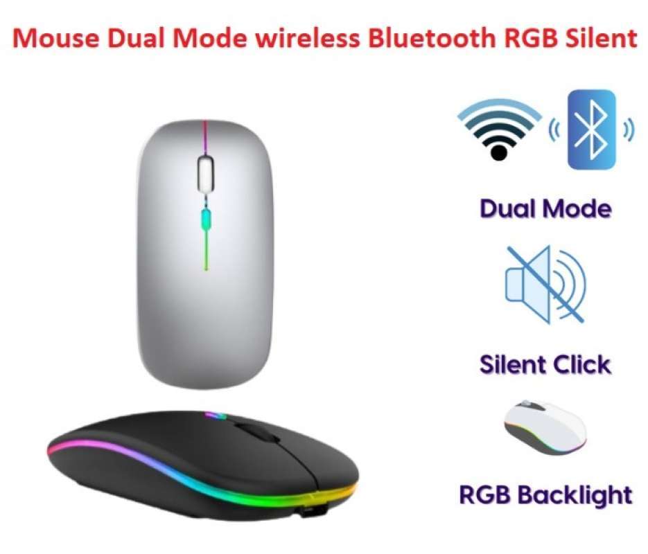 Jual Mouse Wireless Bluetooth Dual Mode Rgb Silent Slim Rechargeable Di ...