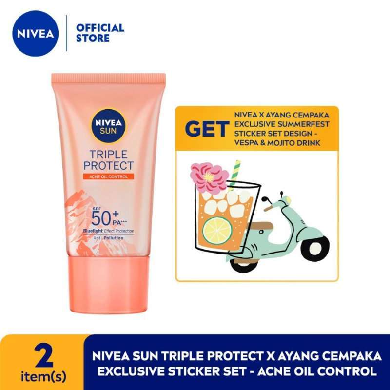 Jual NIVEA SUN Triple Protect x Ayang Cempaka Sticker Set -Acne Oil ...
