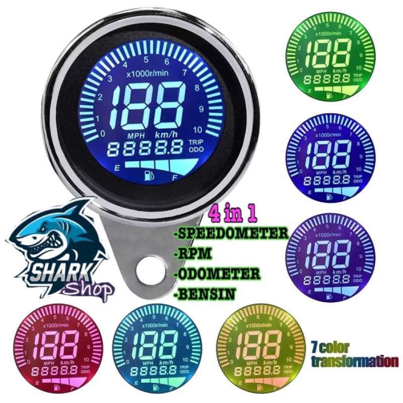 Jual Spedometer Tachometer DIGITAL 4 in 1 LCD LED 7warna di Seller ...