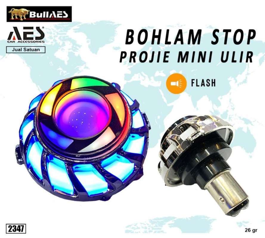 Jual Lampu Stop Projie Mini Kipas warna pelangi Mobil Motor 1157 ...