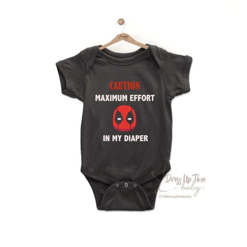 Promo [FREE CUSTOM NAMA] Jumper Onesie Bayi Deadpool Caution Diapers ...