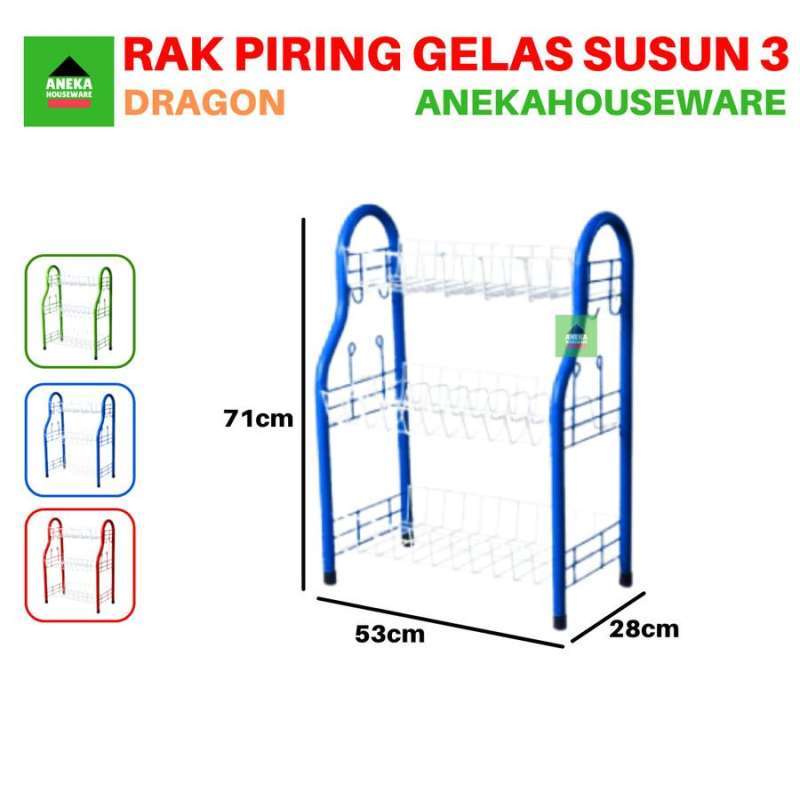 Jual Rak Piring Gelas Dapur Serbaguna Susun 3 Naga Dragon di Seller ...