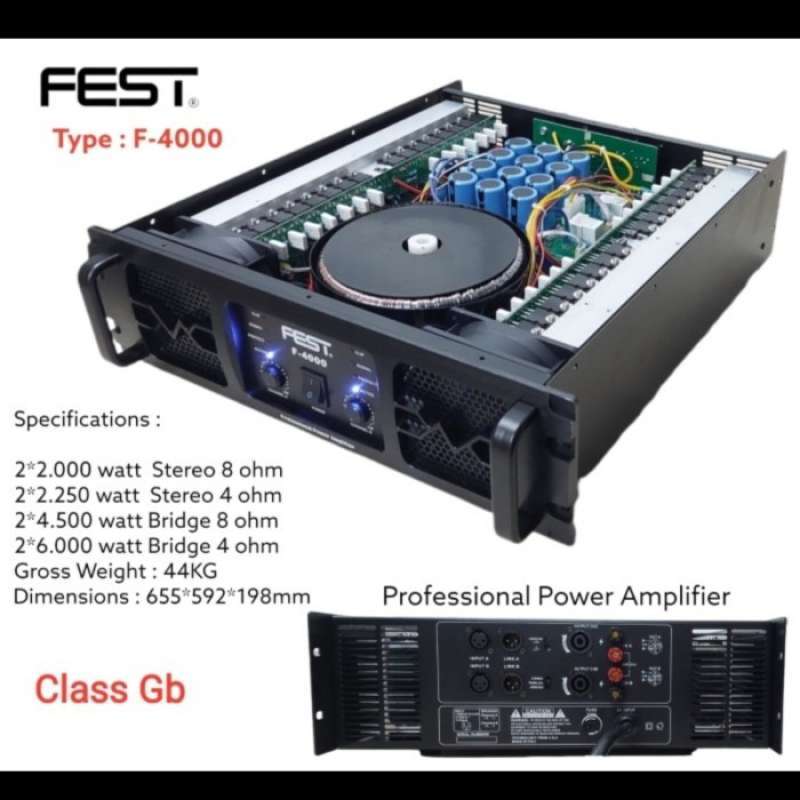Jual Power amplifier fest f4000 f 4000 class GB 2x2000 watt original garans di Seller MMT Garko ...
