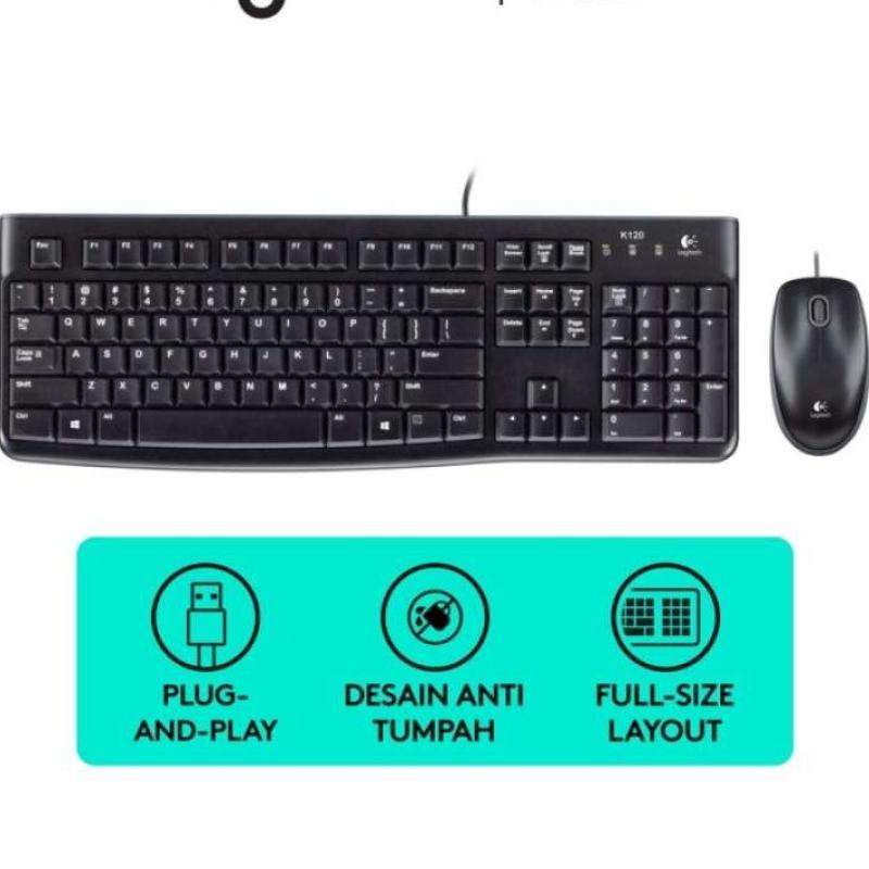 Jual Logitech Mk120 Combo Keyboard + Mouse Pakai Kabel Usb Original Di ...