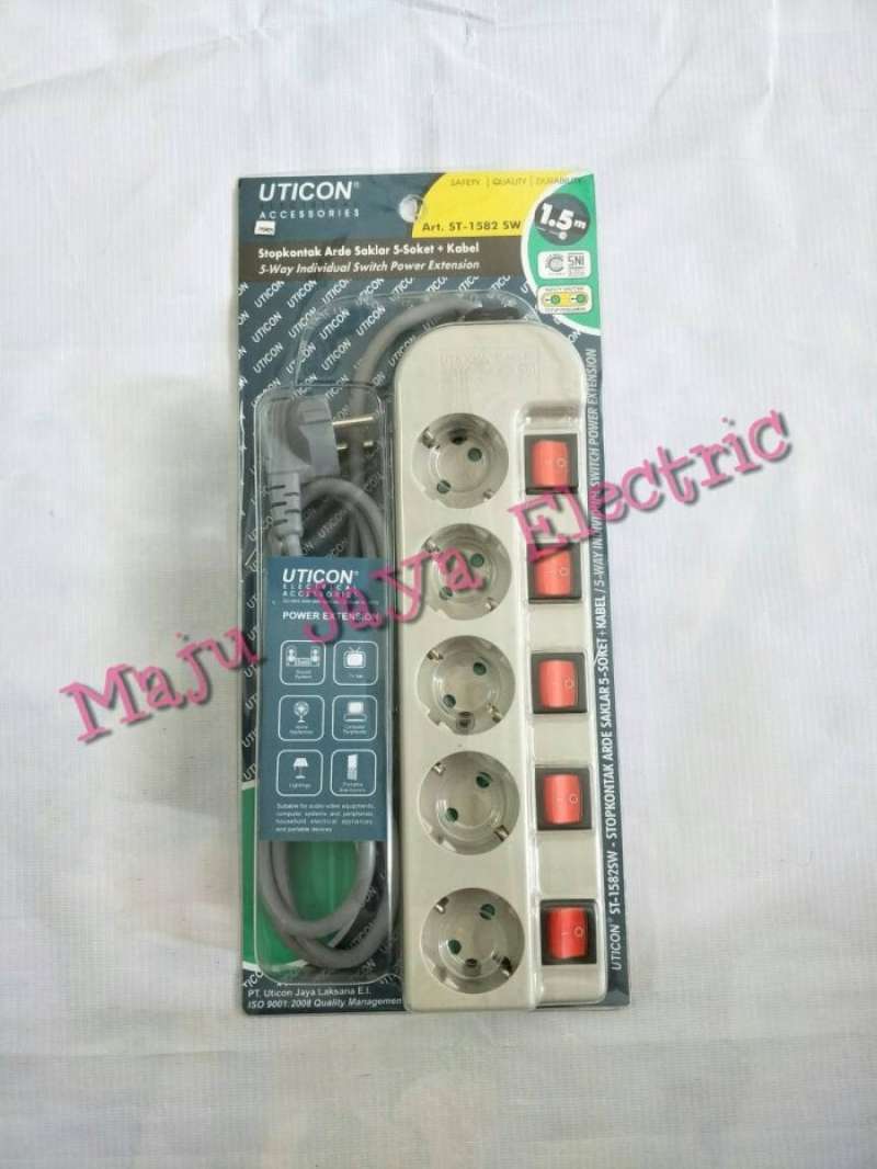 Promo Stopkontak / Stop Kontak / Colokan Cabang 5 Lubang Uticon St-1582 ...