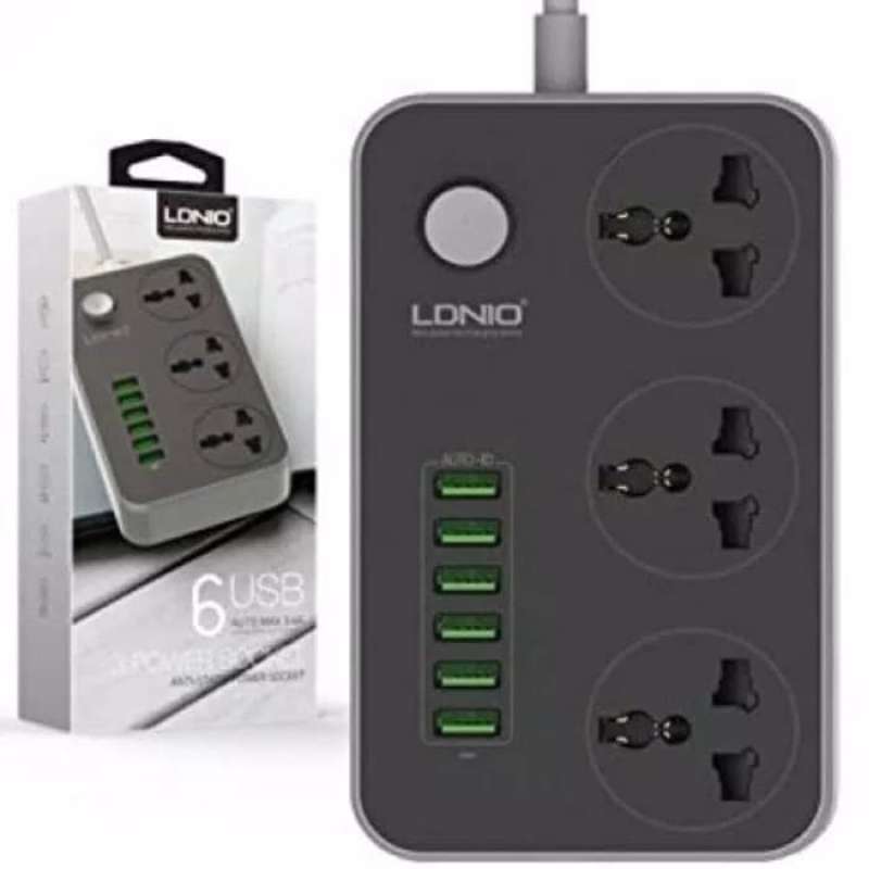 Promo Stop Kontak 3 Power Socket + 6 Usb Port 3.4 A Ldnio Fast Charging ...